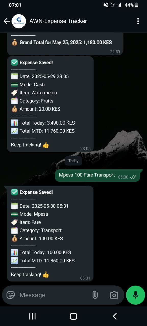 AutomateWithNel WhatsApp Expense Tracker - Track Your Spending in WhatsApp